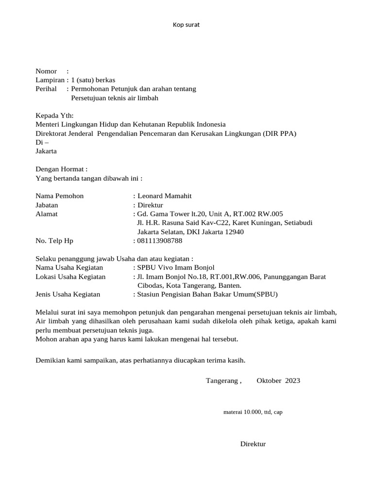 Surat Permohonan Surat Arahan Unit PPA | PDF