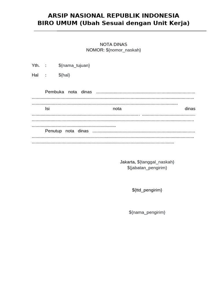 Tempat Arsip Nota Dinas | PDF