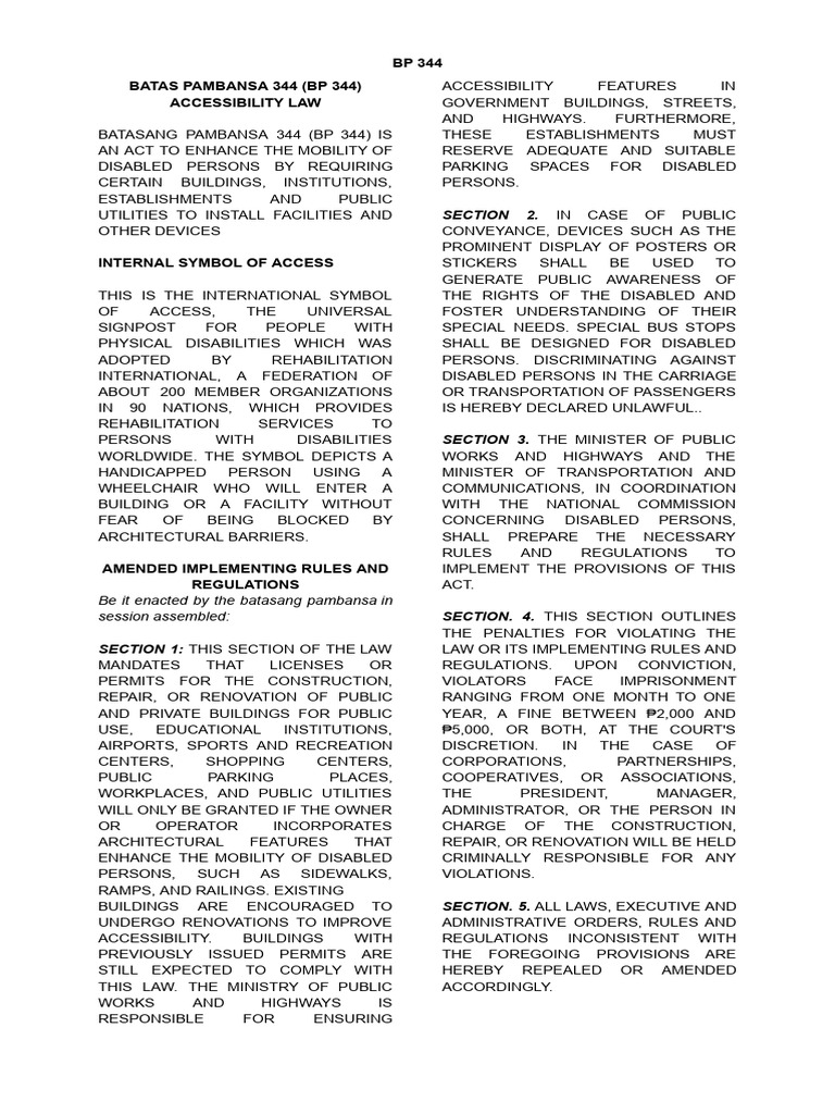 BP 344 Reviewer | PDF | Accessibility | Stairs