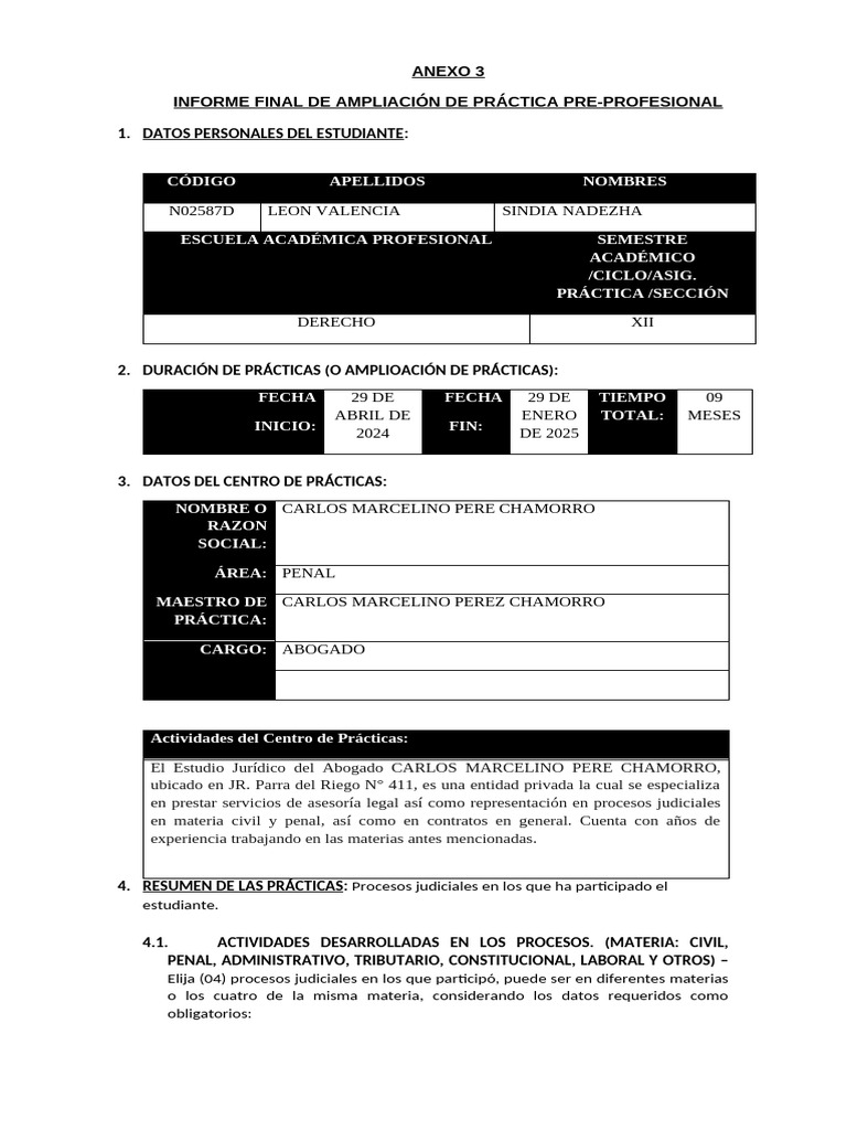 A3.FORMATO DE INFORME FINAL (3ro) | PDF | Fiscal | Justicia