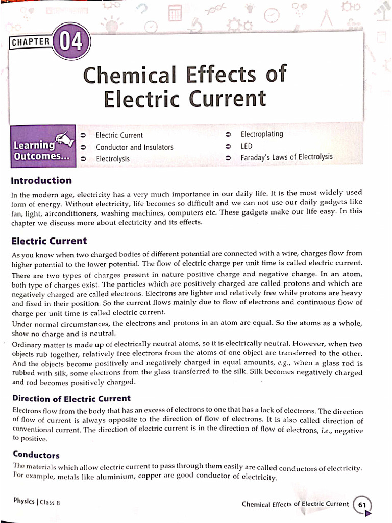 Chemical Effects of Electric Current 8th Class | PDF