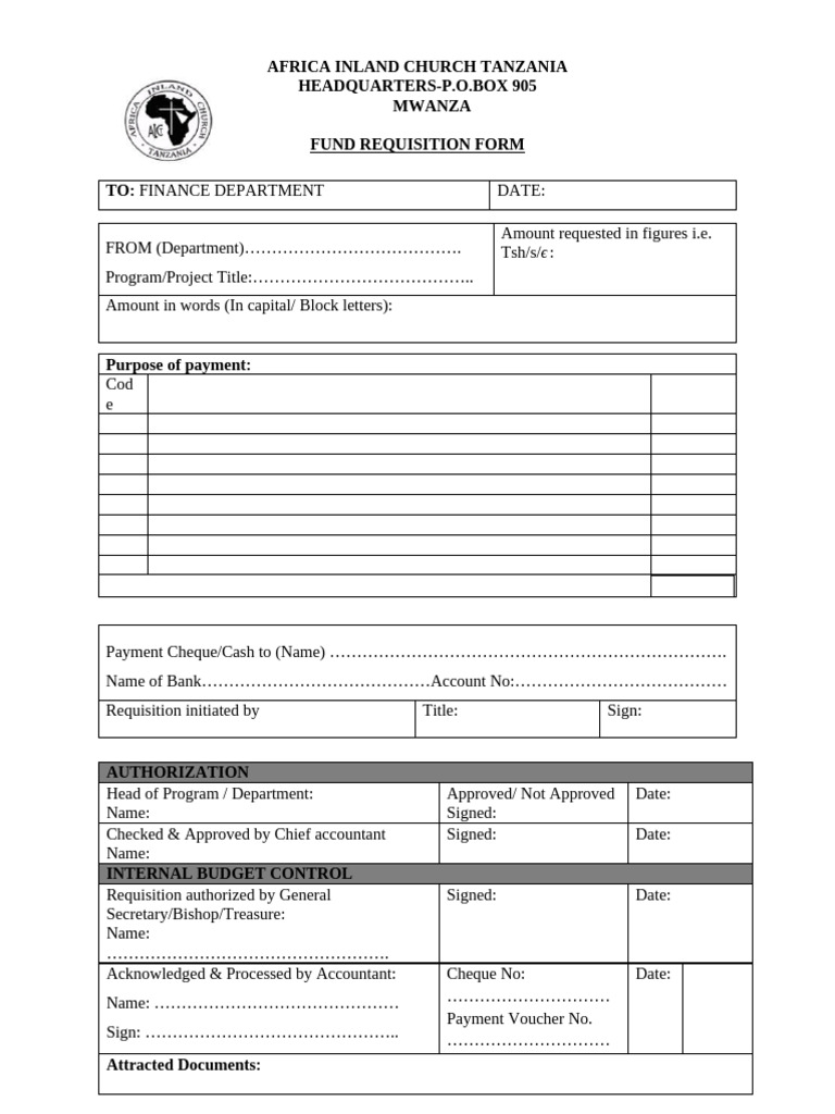 Fund Requistion Form Africa Inland Church-1 | PDF