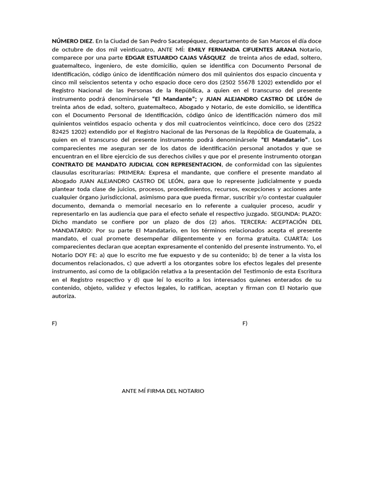 Mandatos Corregidos Ejemplo. Emily Arana | PDF | Guatemala | Cheque