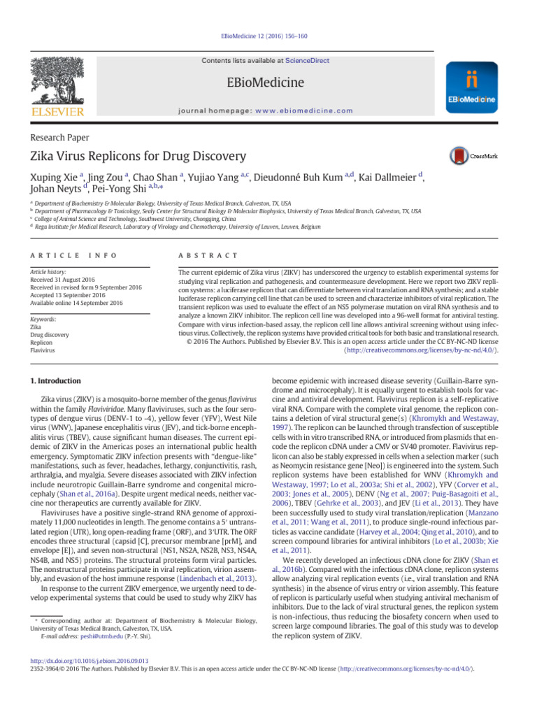 Zika Virus Replicons For Drug Discovery | PDF | Virus | Transfection
