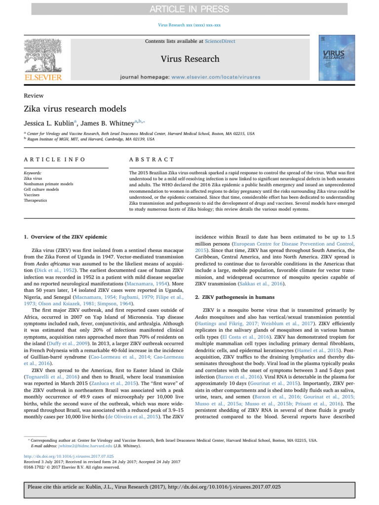 Zika Virus Research Models | PDF | Zika Virus | Zika Fever