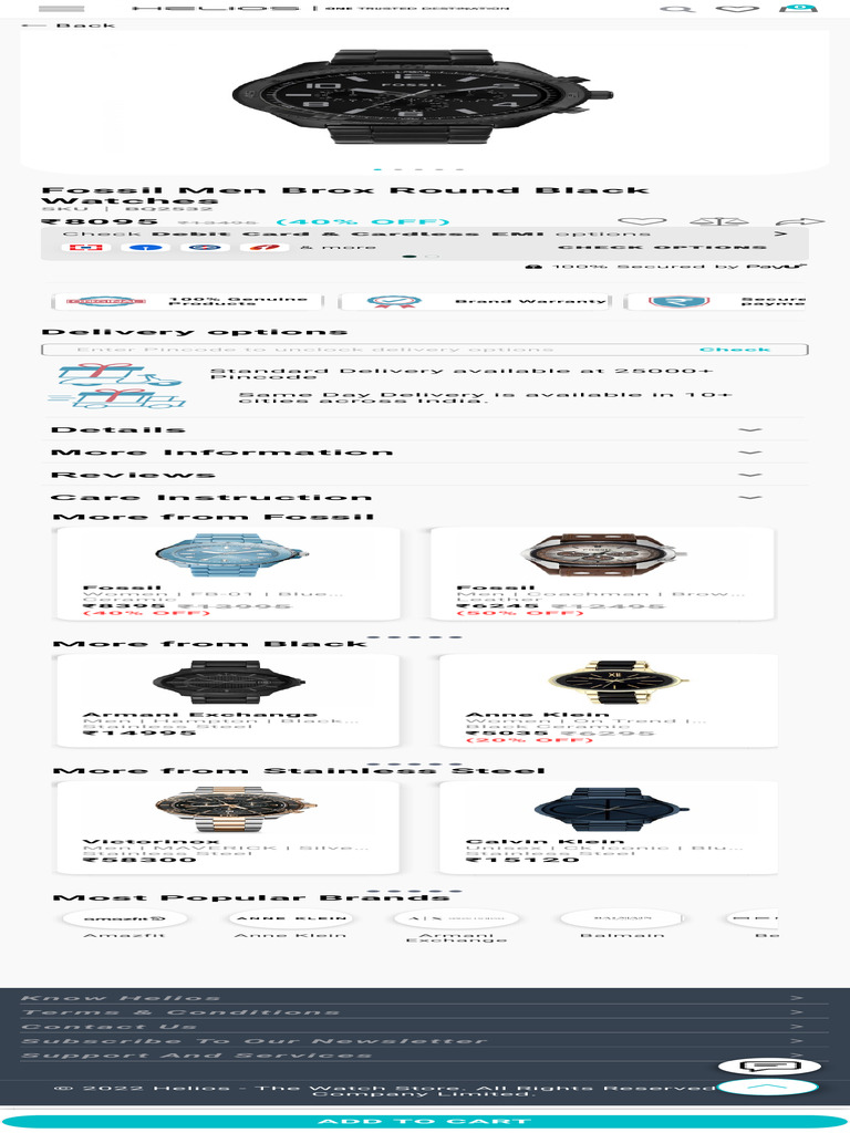 Fossil Brox Round Dial Men - BQ2532 Helios Watch Store | PDF