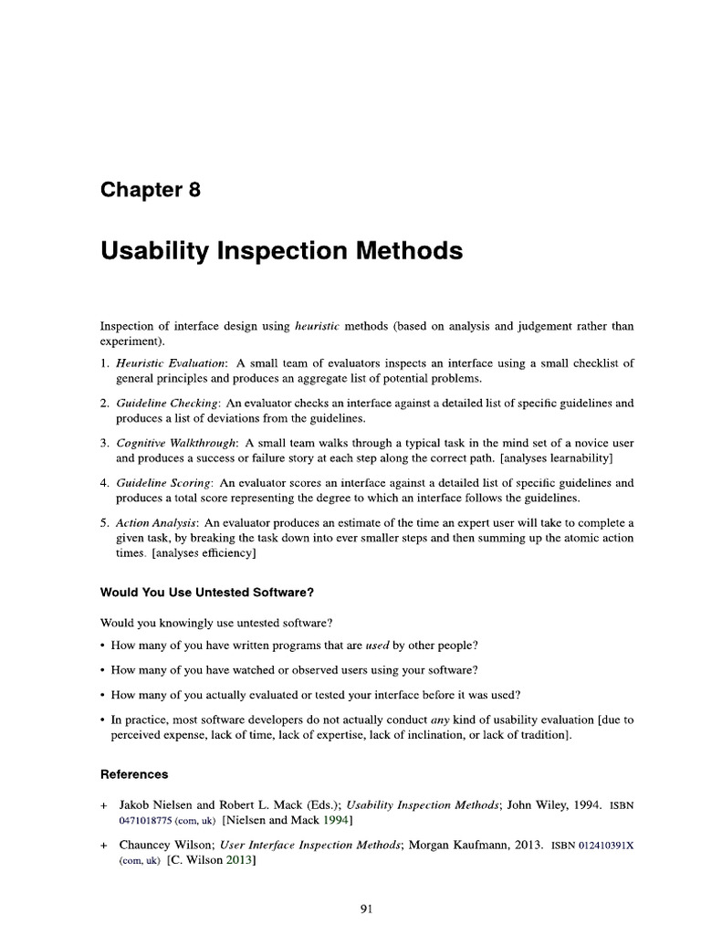 08 - Usability Inspection Methods | PDF | Usability | Computing