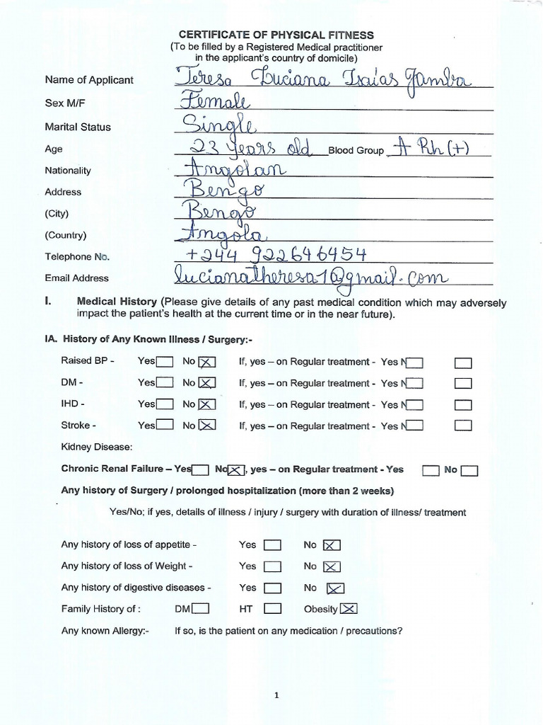 Fitness Certificate | PDF