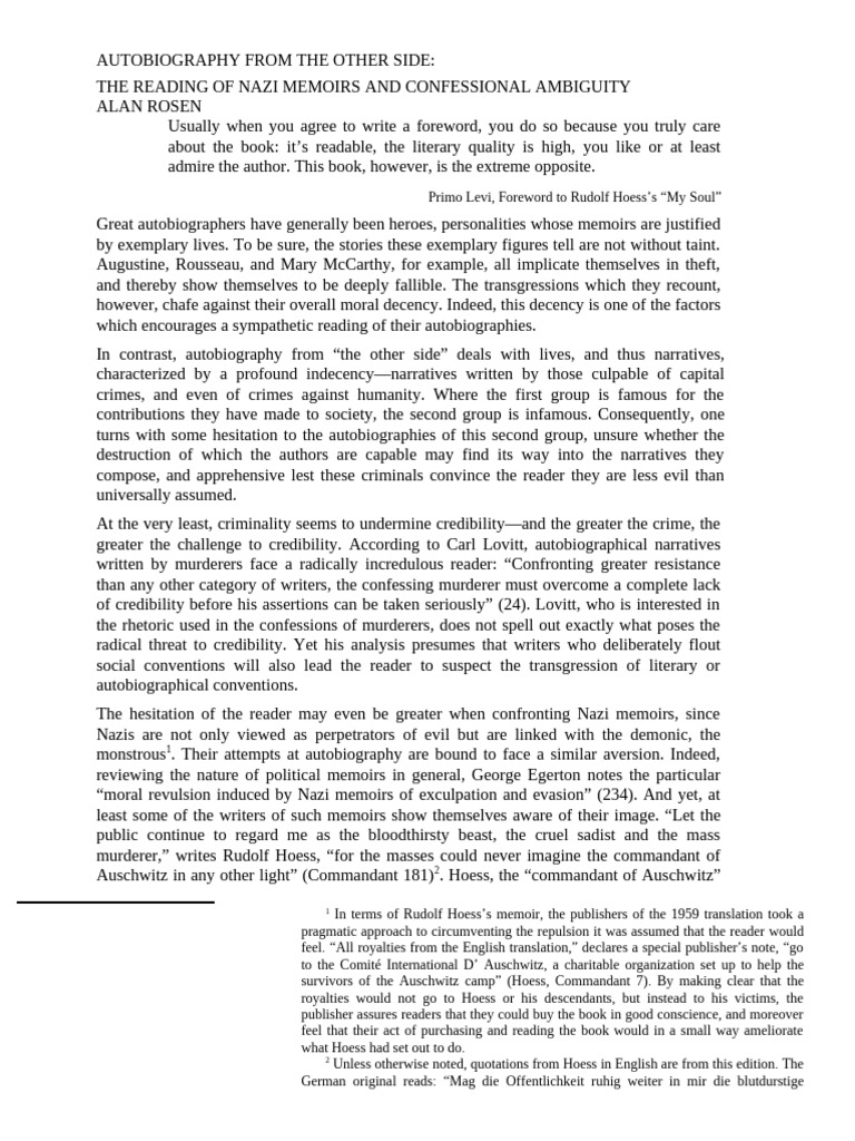 Rosen Biography The Other Side | PDF | Confession (Religion ...