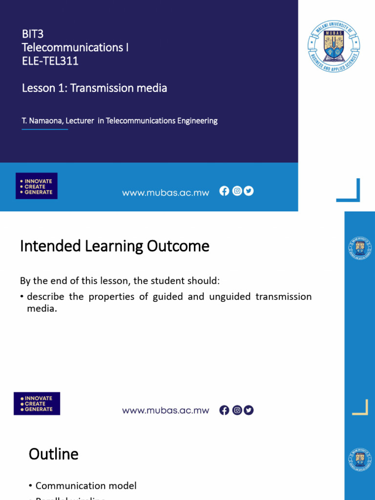Transmission Media in Telecommunications | PDF | Transmission Medium ...