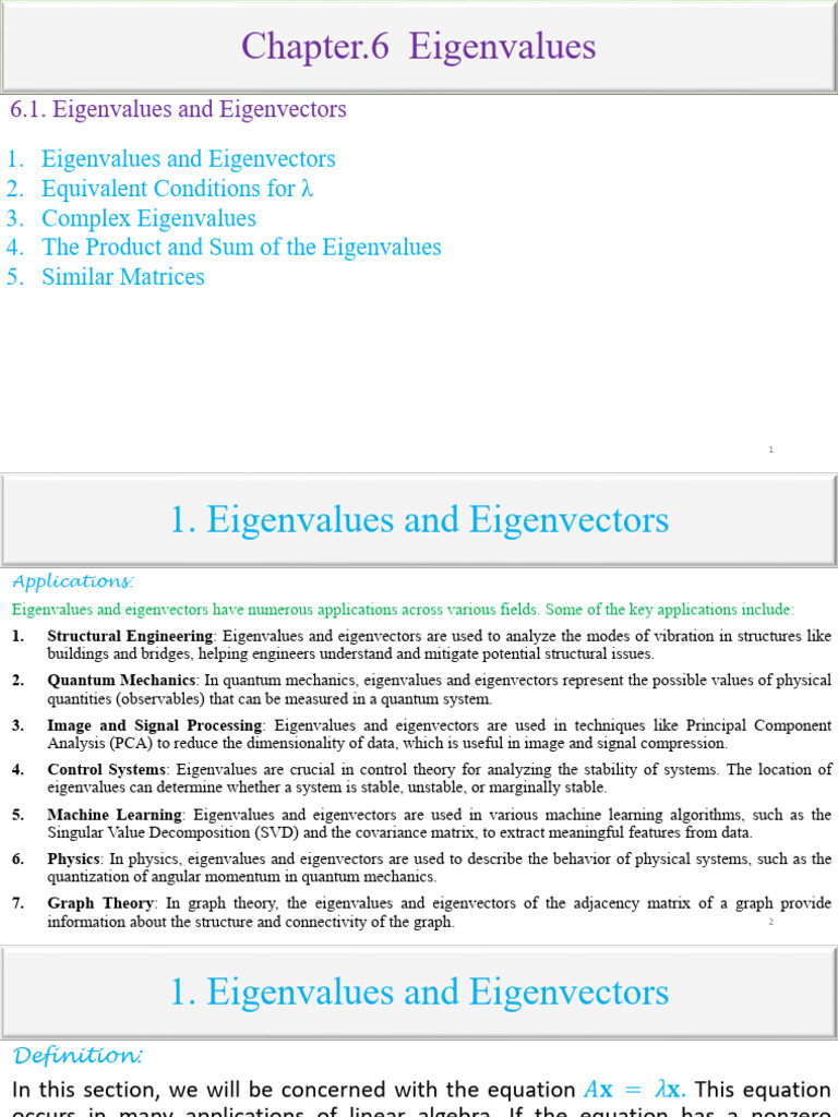 6.1 Eigenvalues and Eigenvectors | PDF | Eigenvalues And Eigenvectors | Matrix Theory