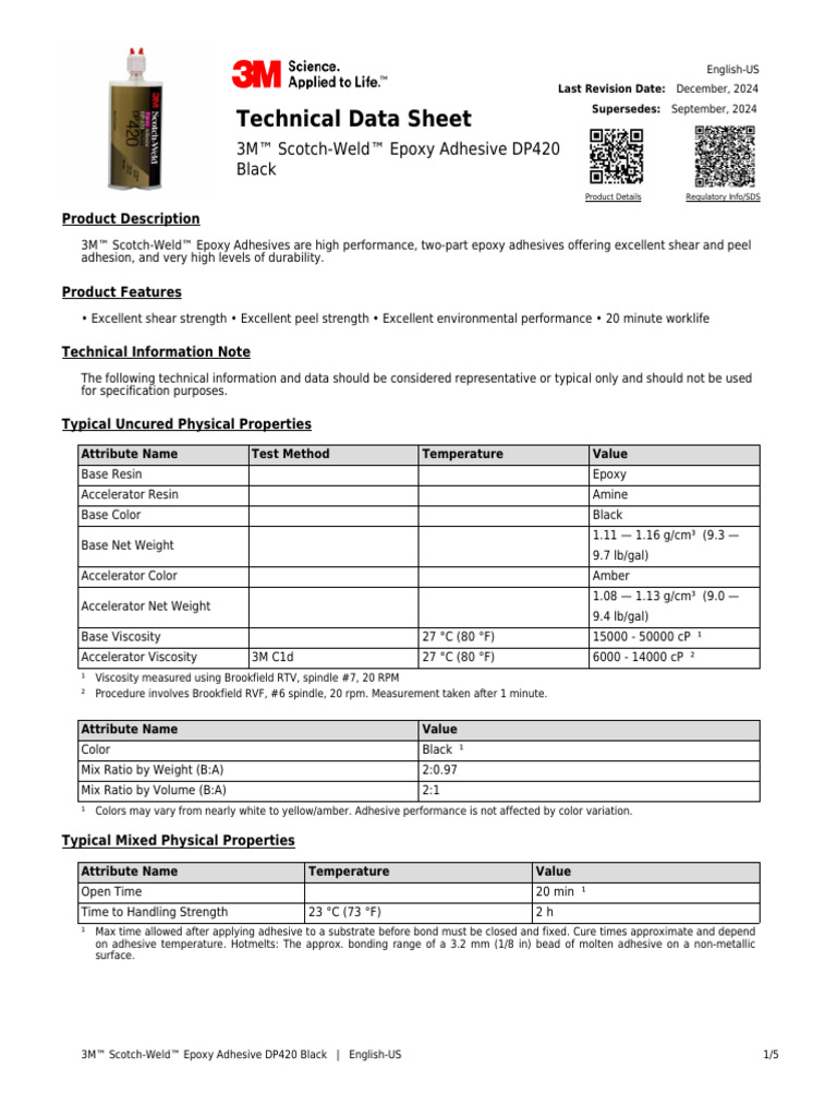 3m Scotch Weld Epoxy Adhesive dp420 Black | PDF | Legal Liability | Legal Remedy
