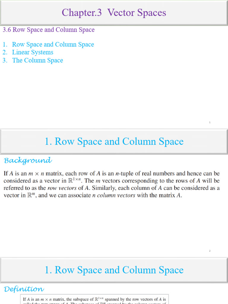 3.6 Row Space and Column Space | PDF