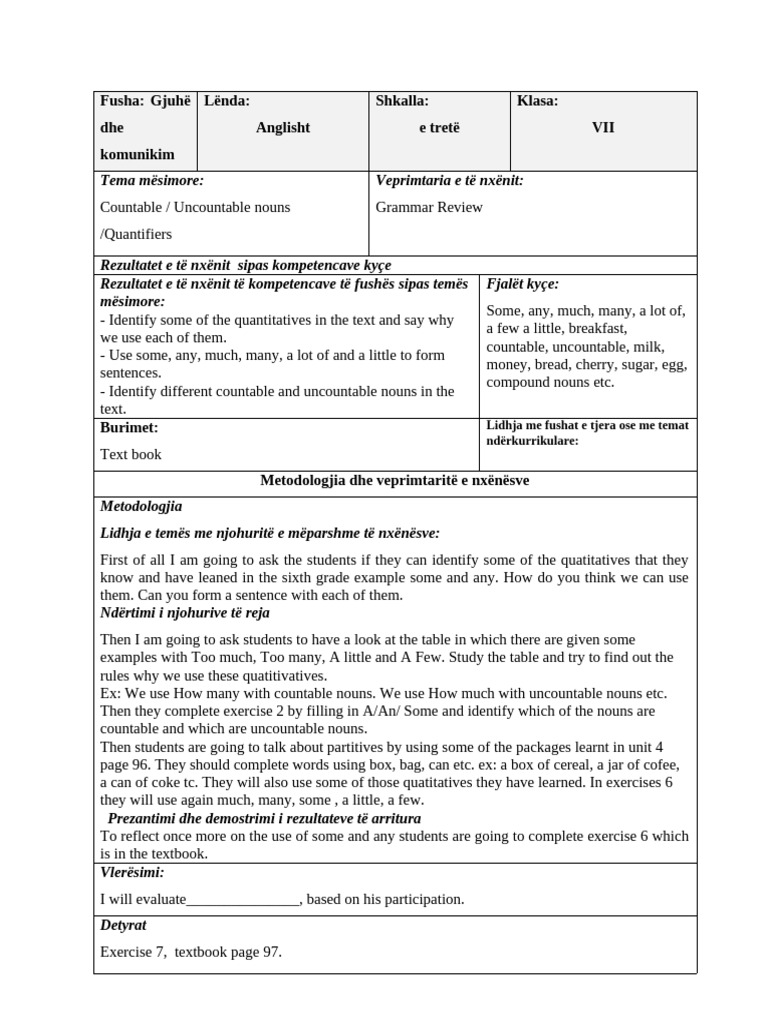 93-Countable Uncountable Nouns Quantifiers | PDF | Syntax | Grammar