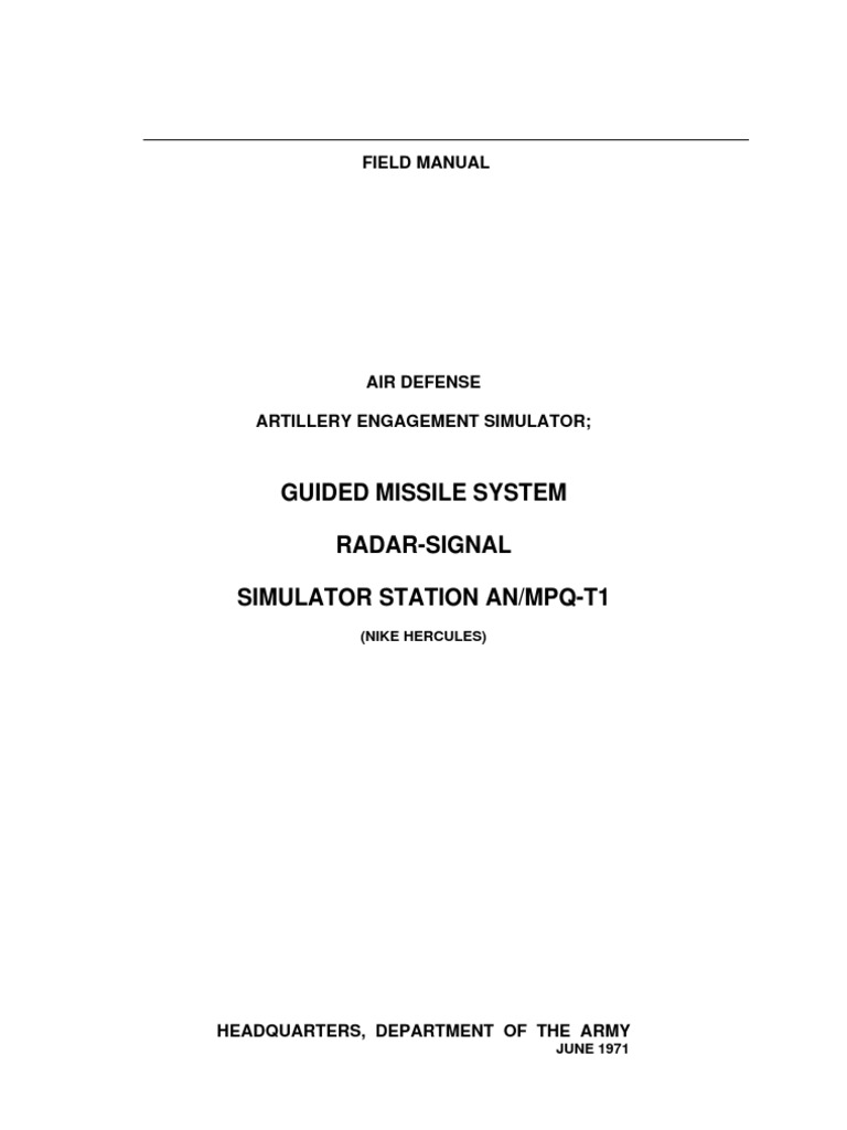 Guided Missile System Radar-Signal Simulator Station An/Mpq-T1 | PDF ...