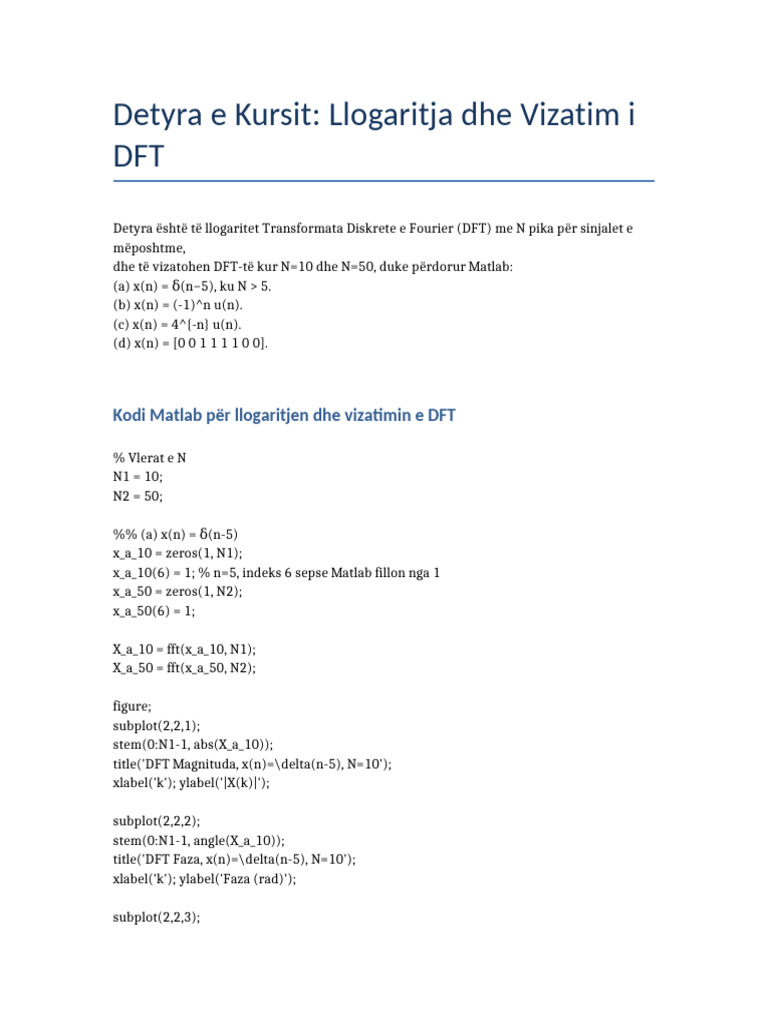 Detyra DFT Matlab | PDF