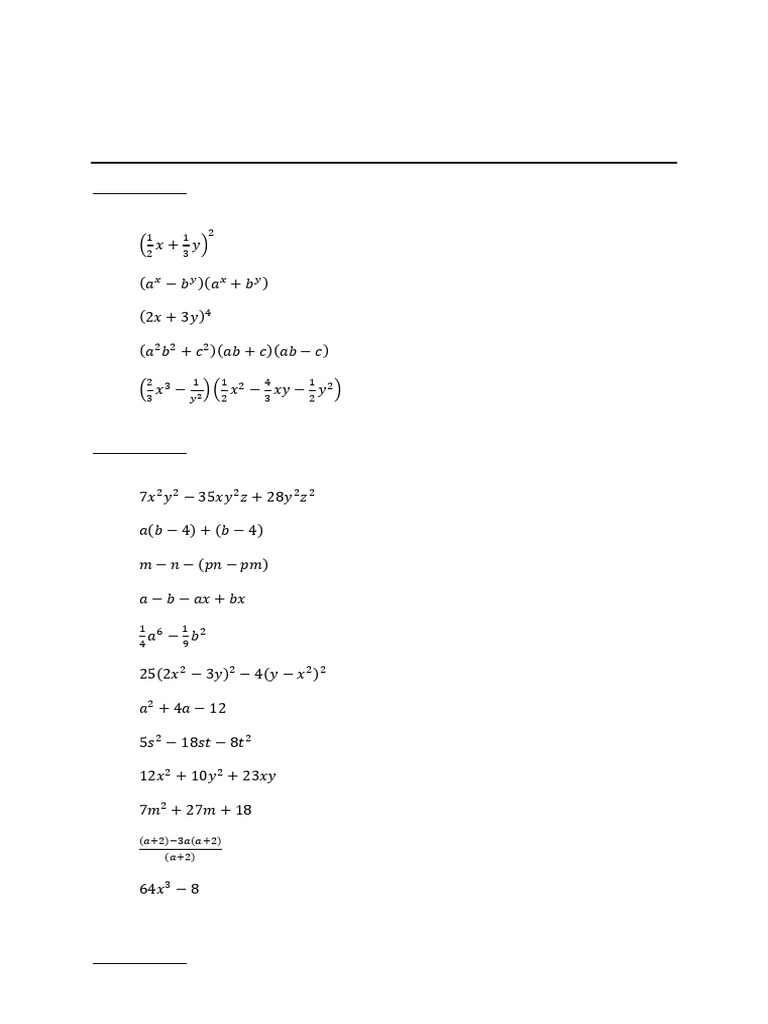 Grade 10 - Products and Factorisation WORKSHEET and Memo | PDF | Elementary Mathematics