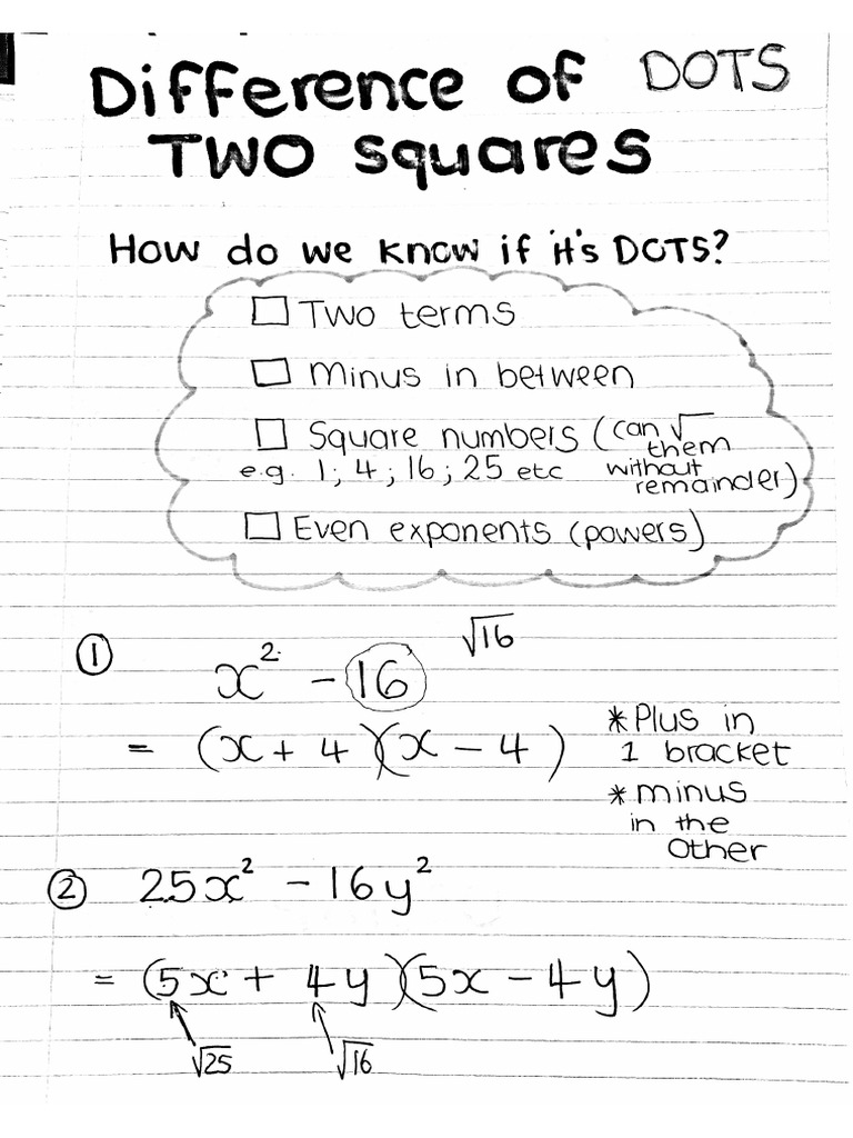 Difference of Two Squares | PDF