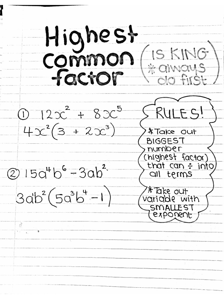 Highest Common Factor | PDF
