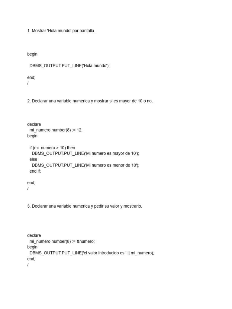 Repaso PLSQL | PDF | Bases de datos | Software de gestión de datos