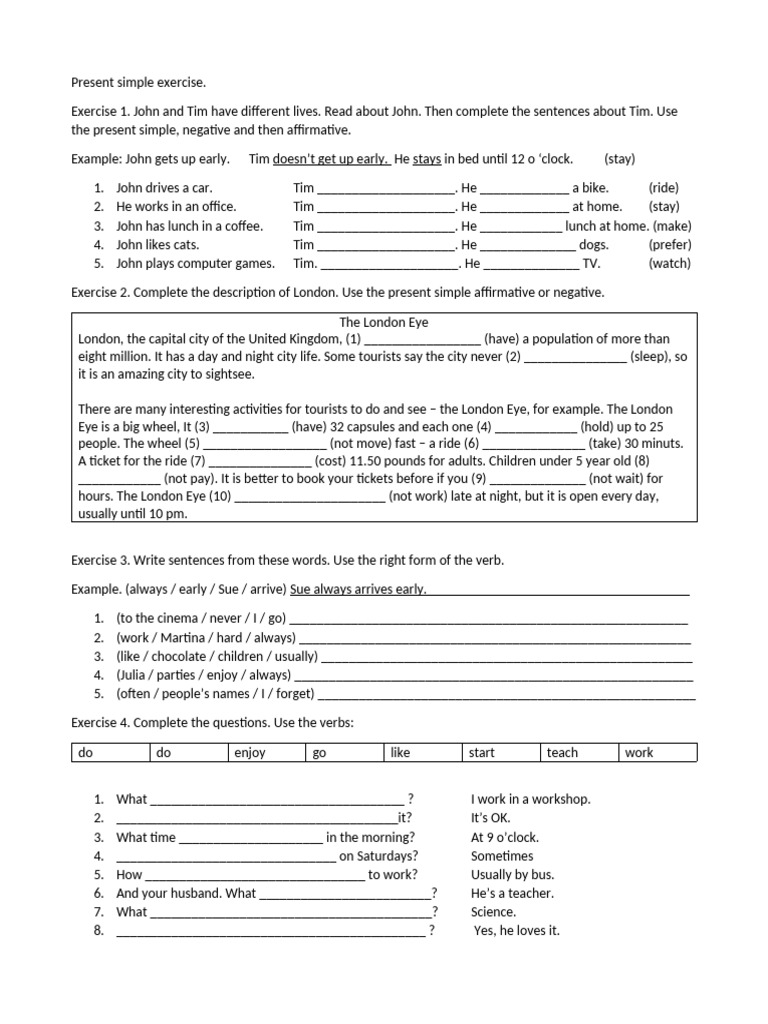 Evaluating Activity Present Simple 2 | PDF | Languages | Foreign Language Studies