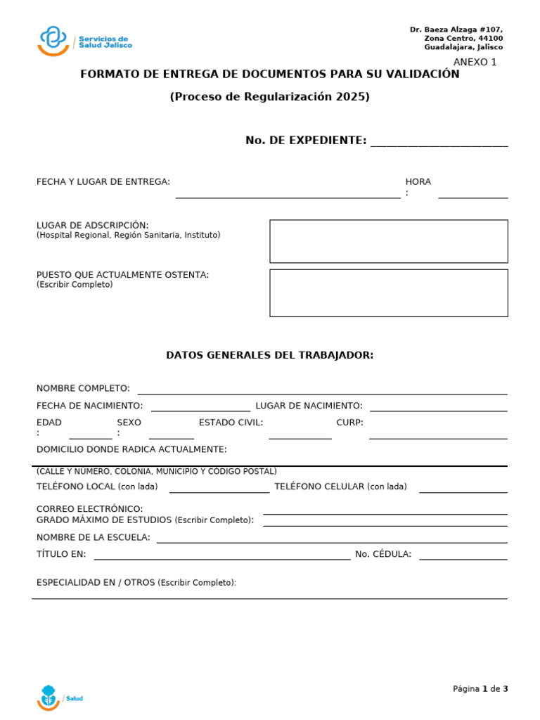 Formato Entrega de Documentos | PDF