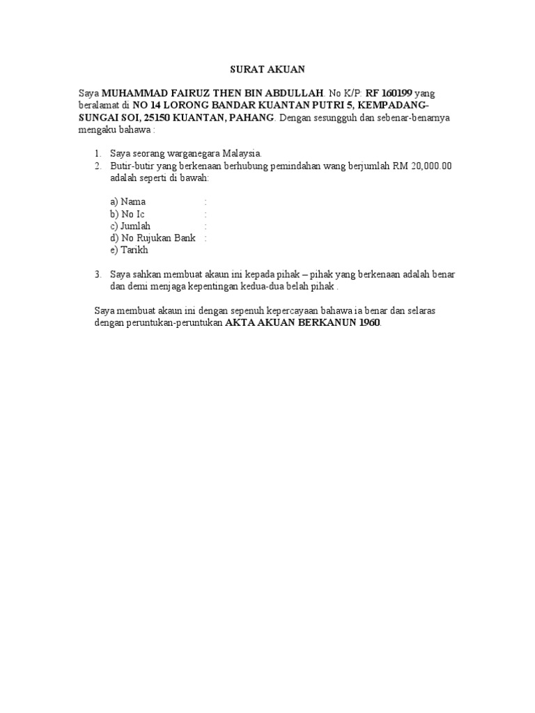 Surat Akuan Sumpah | PDF