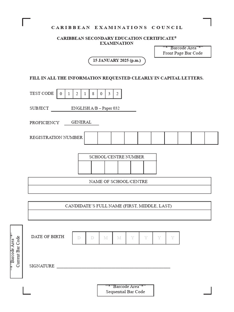 English A Paper 3 January 2025 | PDF | Barcode