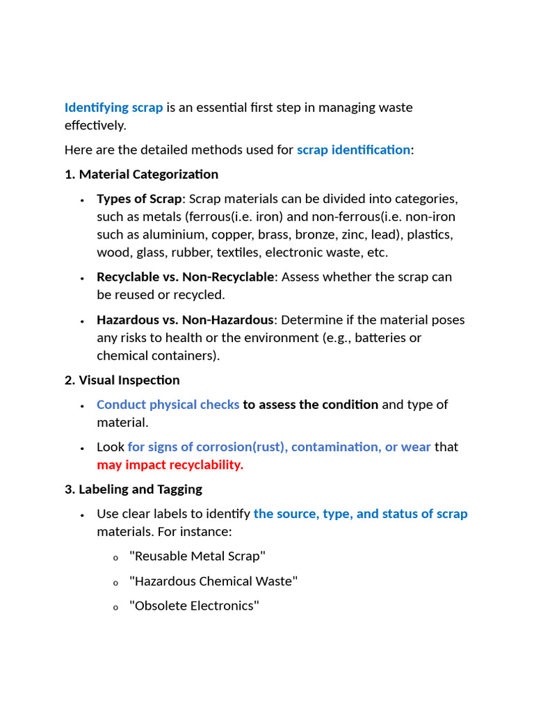 Identification and Control of Waste | PDF | Scrap | Recycling