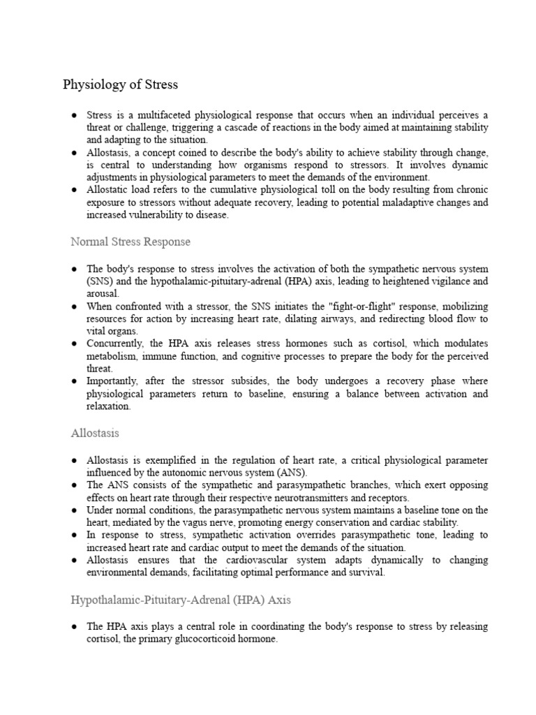 Physiology of Stress - Assignment | PDF | Stress (Biology ...