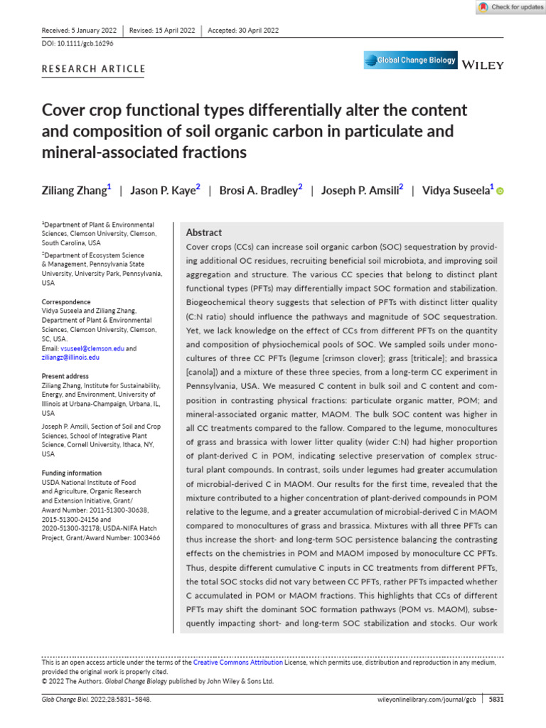 Cover Crops Impact Soil Carbon Dynamics | PDF | Crop Rotation | Soil