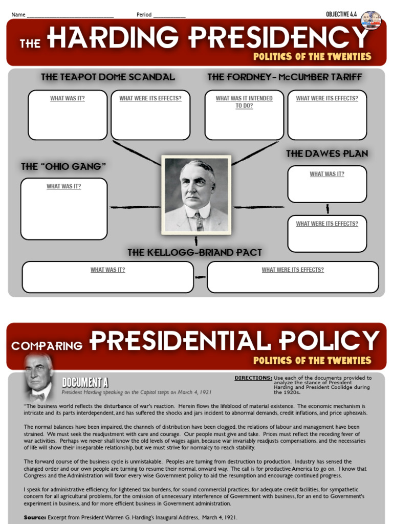 Politics of The Twenties Worksheet | PDF | Calvin Coolidge | Economies