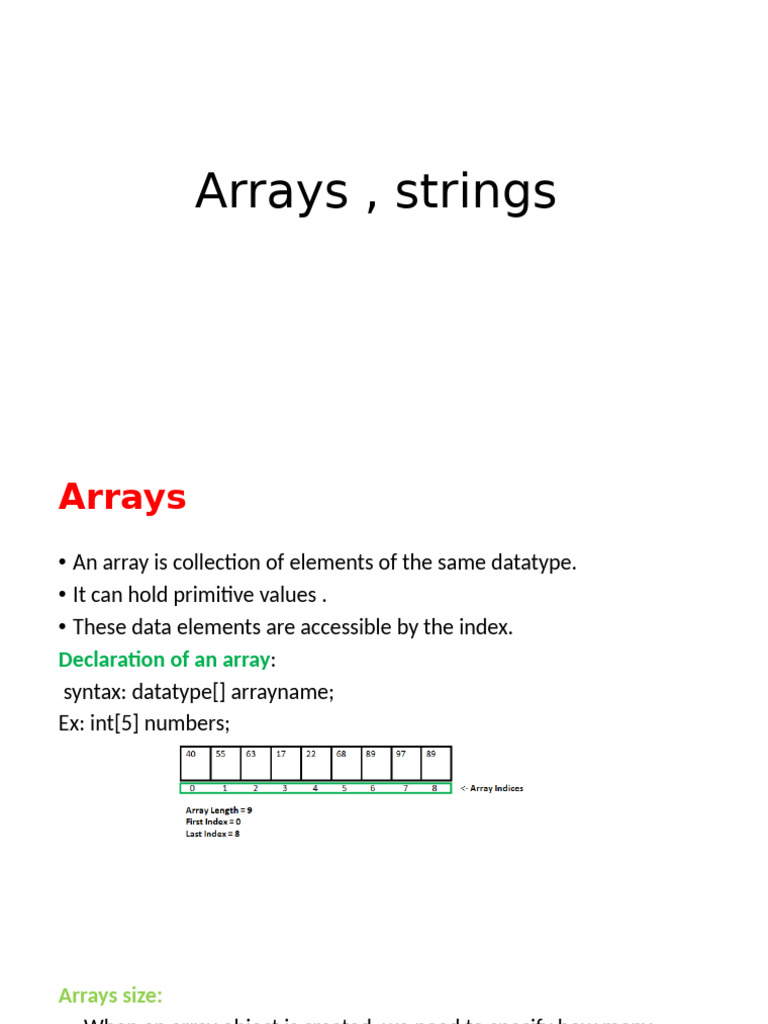 Arrays, Strings | PDF | Integer (Computer Science) | Data Type