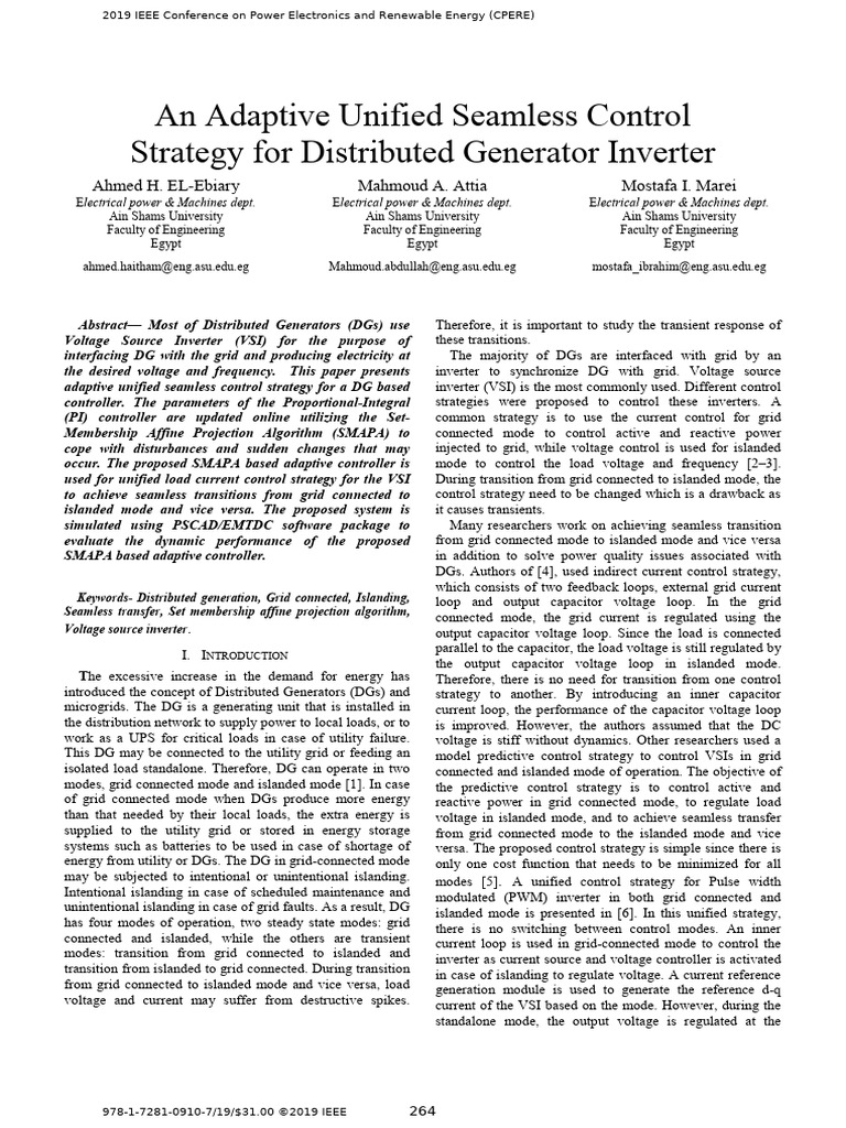 An Adaptive Unified Seamless Control Strategy For Distributed Generator Inverter | PDF ...