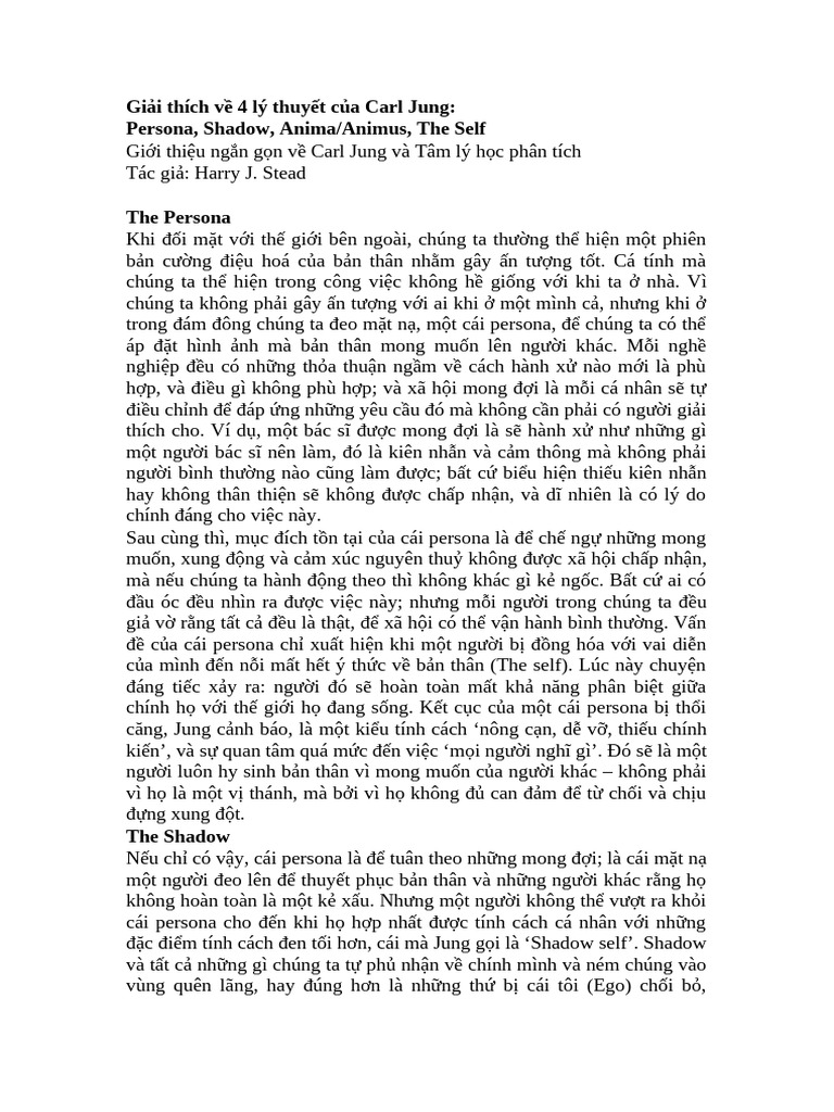 Harry J. Stead - Giải thích về 4 lý thuyết của Carl Jung | PDF