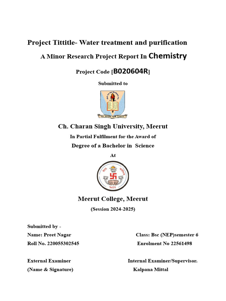 Suggested Minor Project Cover Page | PDF