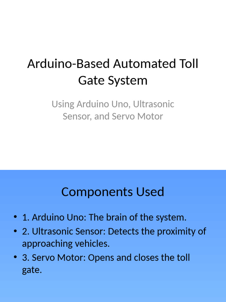 Arduino Toll Gate Presentation Final | PDF
