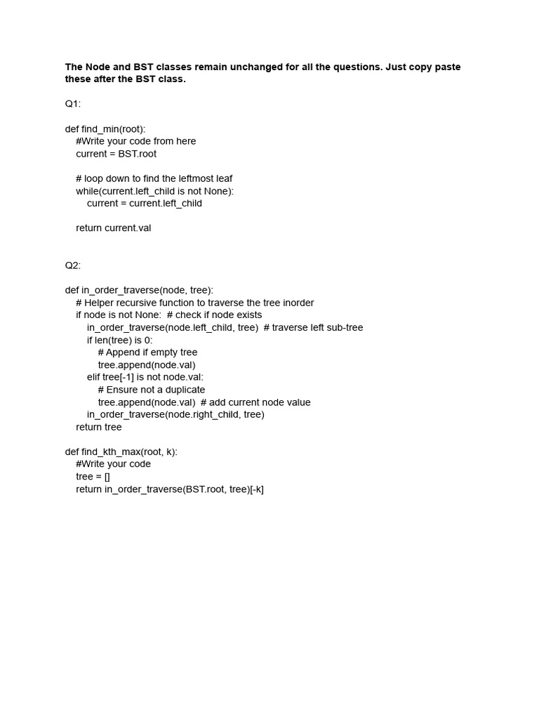Python BST Functions and Algorithms | PDF