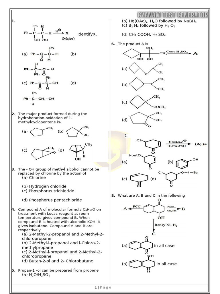 Alcohal, Pheonl & Ether Que | PDF | Methyl Group | Aldehyde