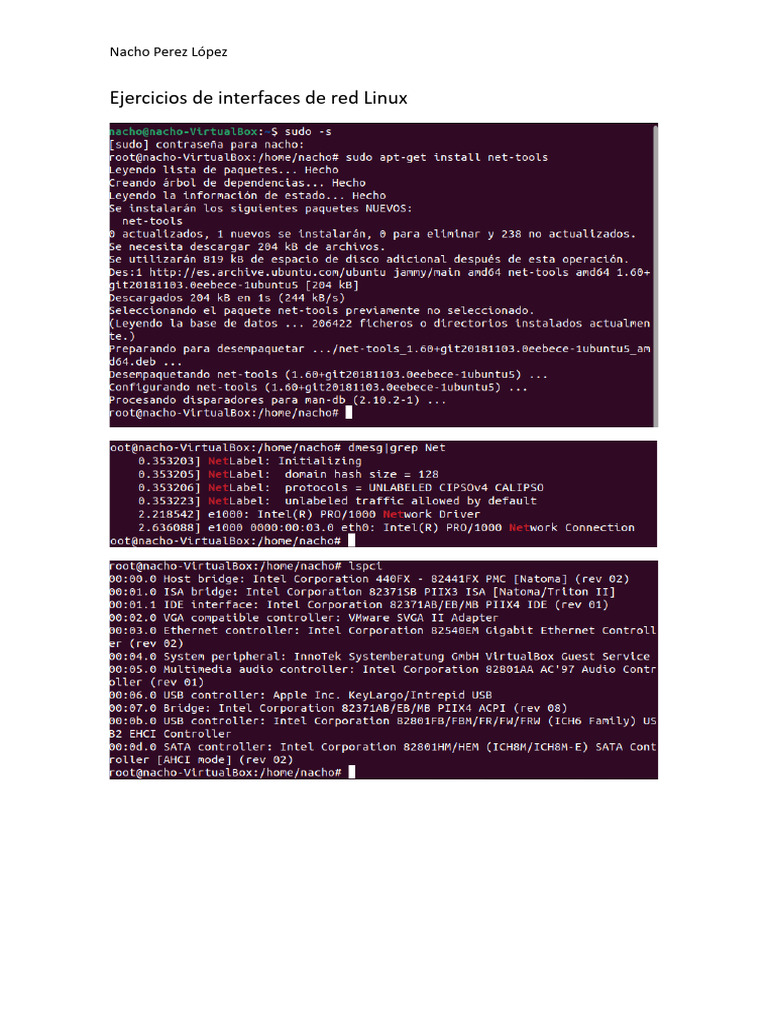 Ejercicios de Interfaces de Red Linux | PDF
