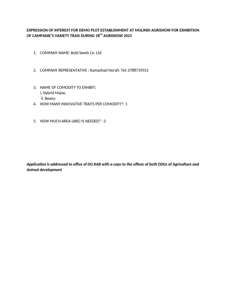 Expression of Interest For Demo Plots | PDF
