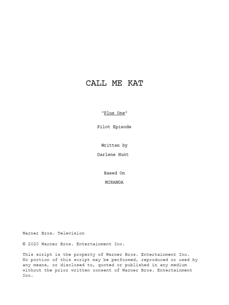 Call Me Kat Pilot Episode Summary | PDF