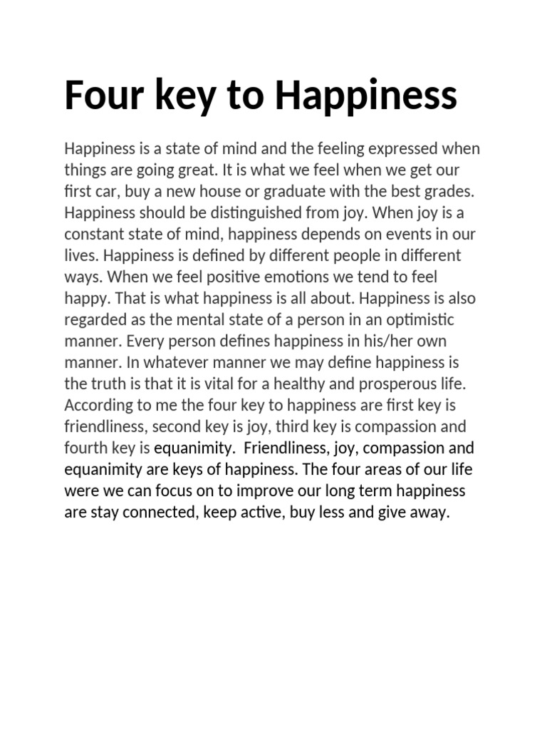 Four Keys to Lasting Happiness | PDF