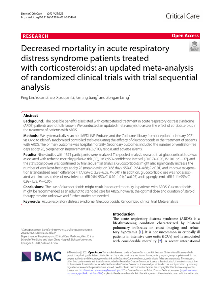 Mortalidad y Esteroides en ARDS | PDF | Clinical Trial | Randomized ...