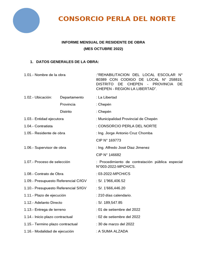 INFORME VALO 02 OCTUBRE 2022 | PDF | Fundación (Ingeniería) | edificio