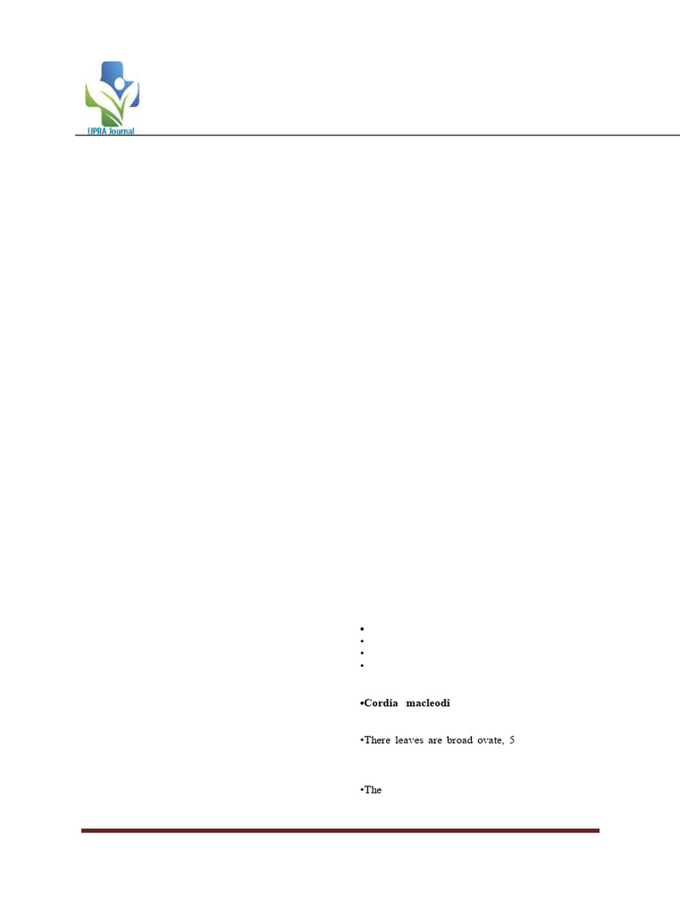 Antidepressant Activity of Dahiman Plant (Cordia Macleodii) | PDF | Botany