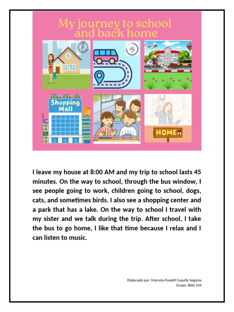 Mi Viaje A La Escuela y de Regreso A Casa | PDF