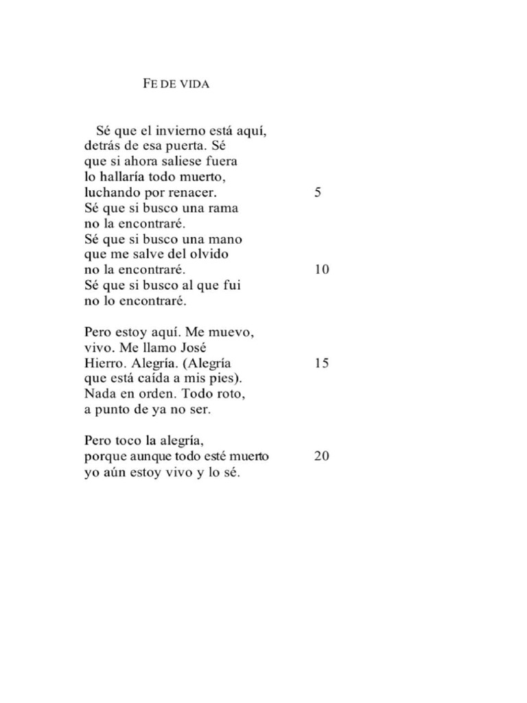 JOSÉ HIERRO. Fe de Vida. | PDF | Metro (poesía) | Poesía