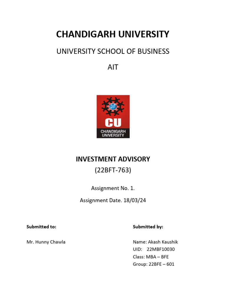 22MBF10030 IA Assignment | PDF | Investing | Investment Fund