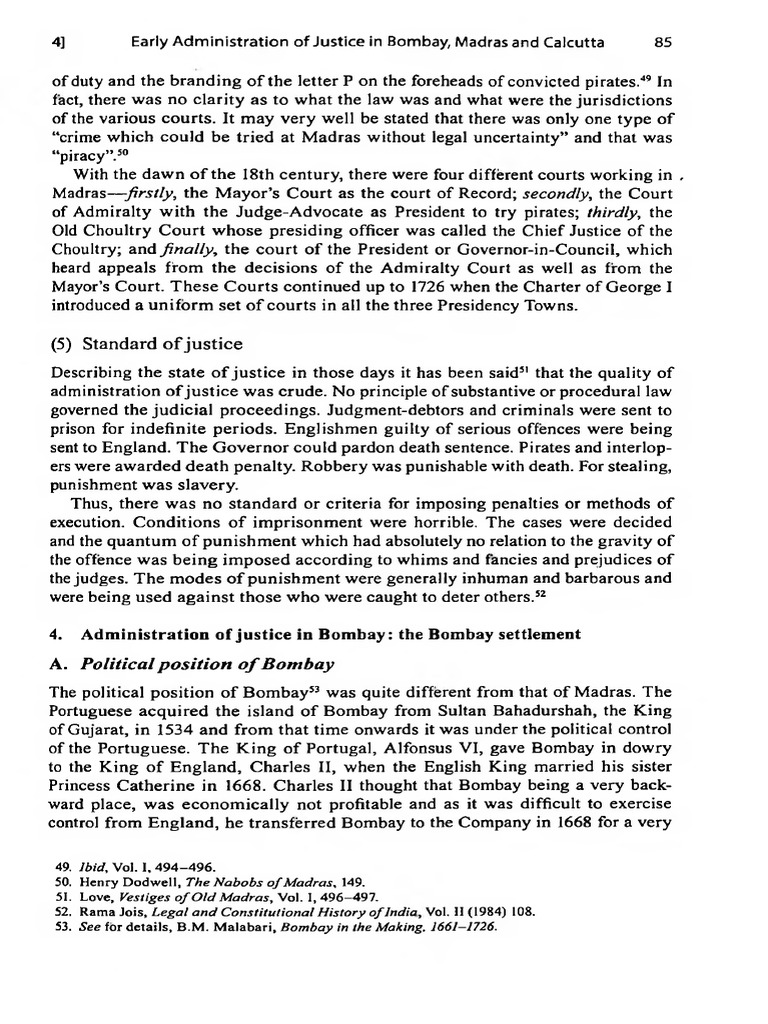 Administration of Justice in Bombay - The Bombay Settlement | PDF ...
